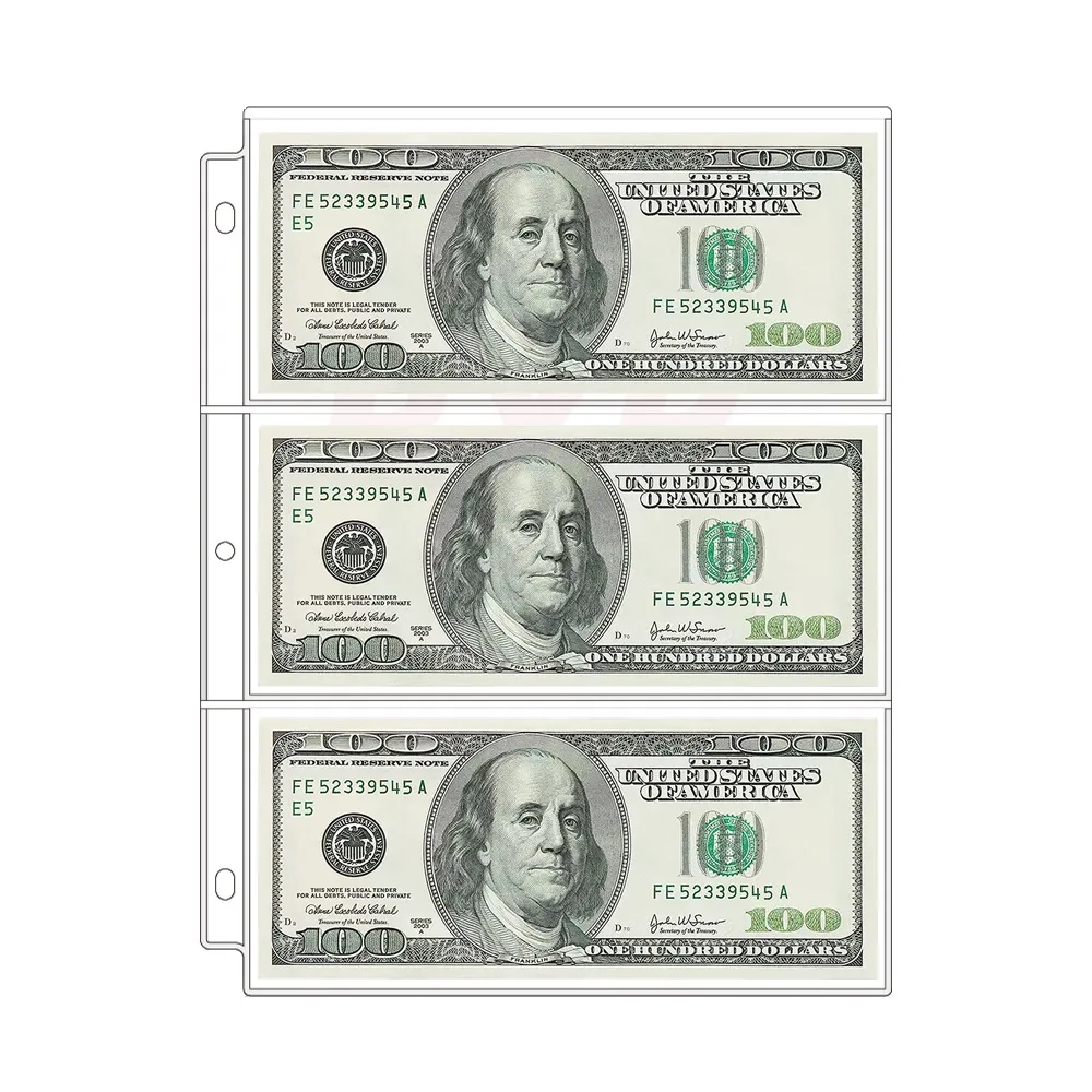 3-Pocket Paper Money Pages - PET